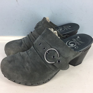 Dansko | Shoes | Dansko 39 Gray Suede Leather Ruched Clogs Mules | Poshmark